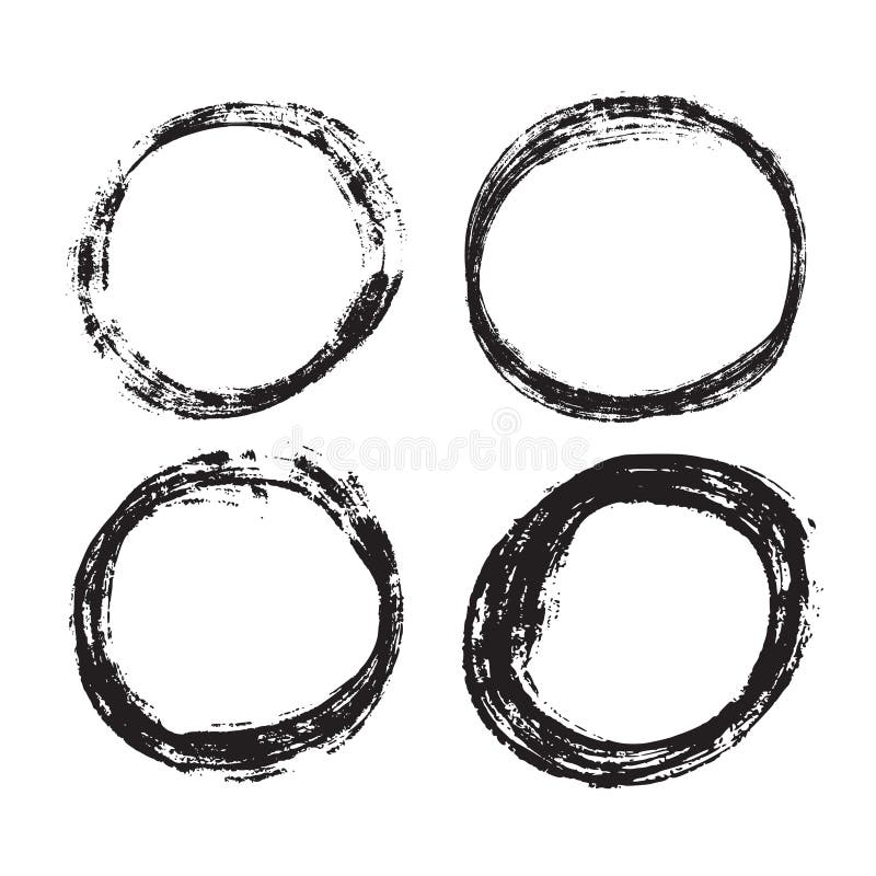 Set of Hand Painted Ink Circles, Vector Illustration Stock Vector ...