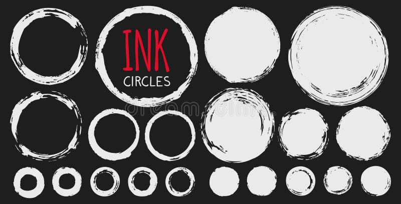 Set of Hand Painted Ink Circles Stock Illustration - Illustration of ...