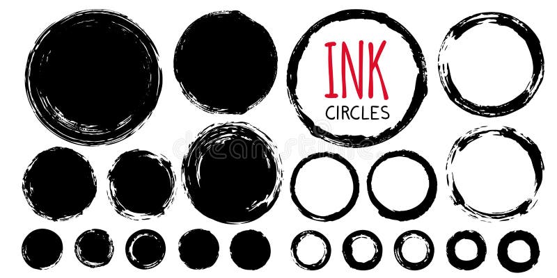 Set of Hand Painted Ink Circles Stock Vector - Illustration of banner ...