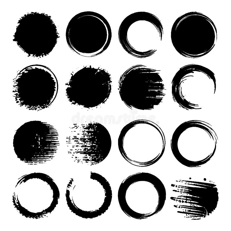 Set of Hand-painted Ink Circles with Rough Edges. Ideal for Digital ...