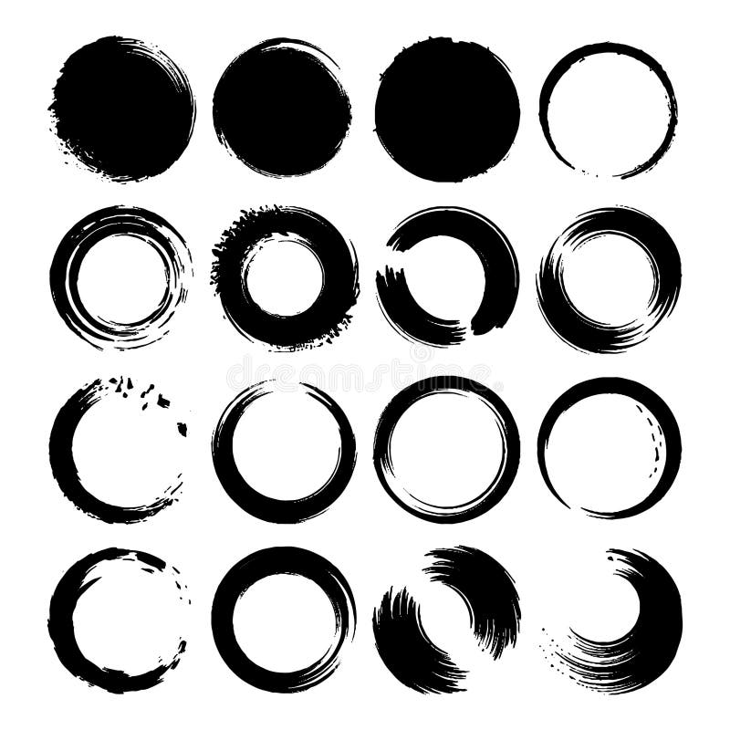 Set of Hand-painted Ink Circles with Rough Edges. Ideal for Digital ...