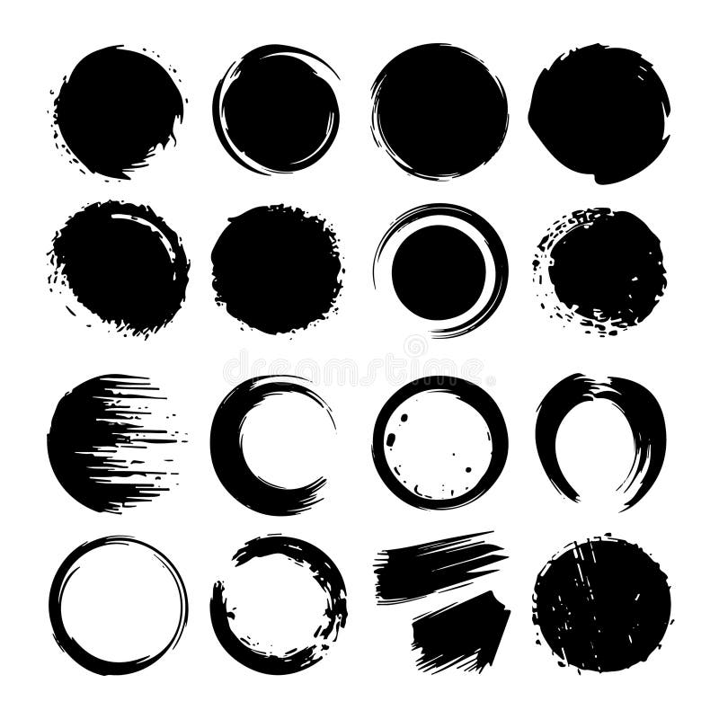 Set of Hand-painted Ink Circles with Rough Edges. Ideal for Digital ...