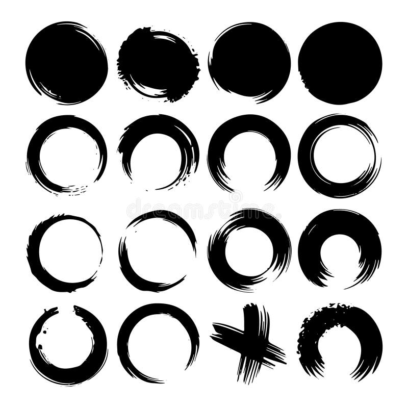 Set of Hand-painted Ink Circles with Rough Edges. Ideal for Digital ...