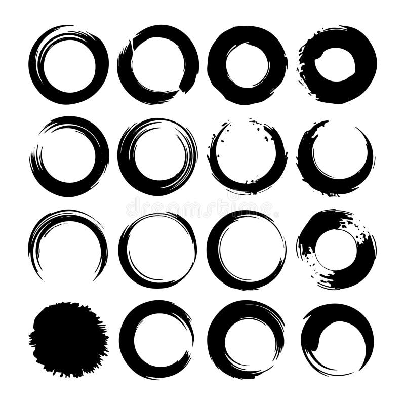 Set of Hand-painted Ink Circles with Rough Edges. Ideal for Digital ...