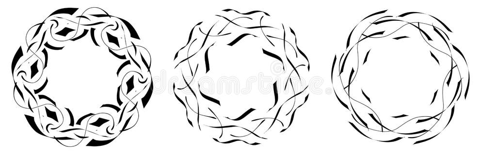 Set of Hand Painted Vector Circle Black Frame Borders. Abstract Round ...