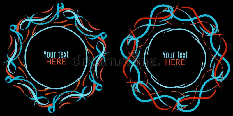 Set of Hand Painted Vector Circle Blue and Red Frame Borders. Abstract ...