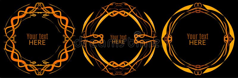 Set of Hand Painted Vector Circle Gold Frame Borders. Abstract Round ...