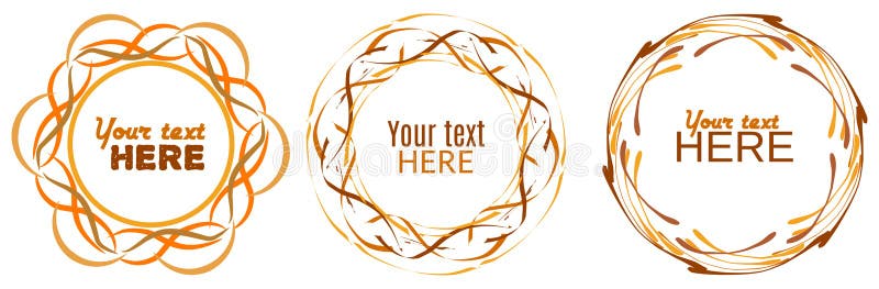 Set of Hand Painted Vector Circle Gold Frame Borders. Abstract Round ...