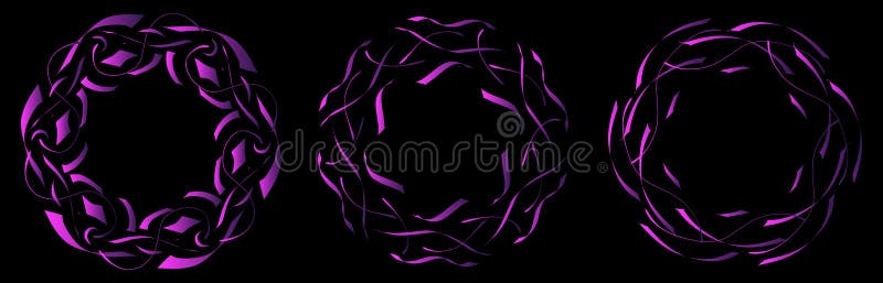 Set of Hand Painted Vector Circle Magenta Frame Borders. Abstract Round ...