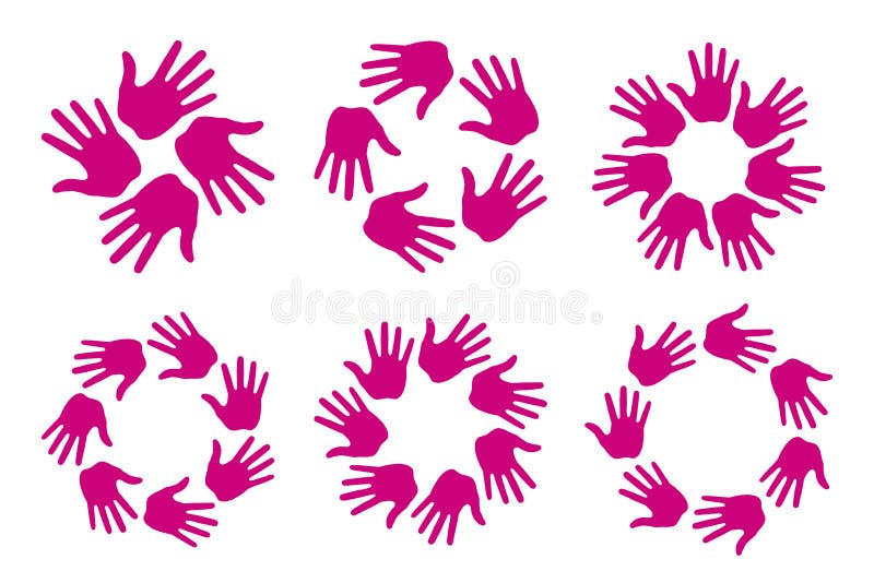 Set of Hand Print Circle Icons. Handprint Emblems. Hand Round Insignia ...