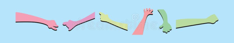 Set of Hand Reaching Cartoon Icon Design Template with Various Models ...