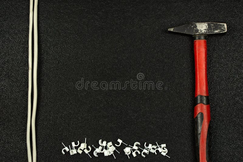 Set of Hand Repair Tools on a Black Background with Copy Space. Do it ...