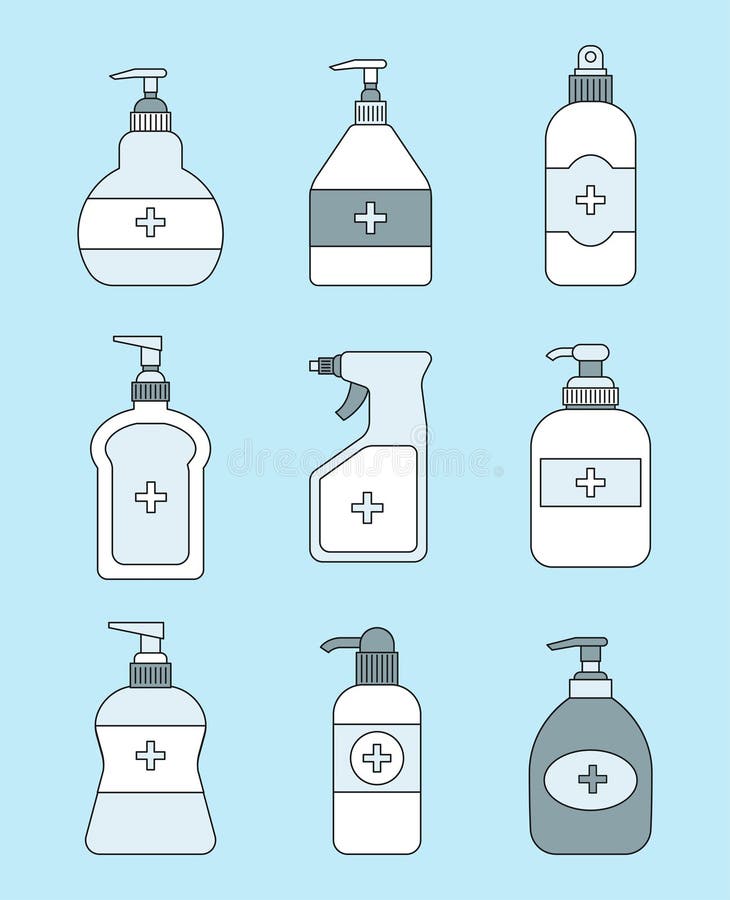 Set of Hand Sanitizer Bottles, Medical Icon Stock Vector - Illustration ...