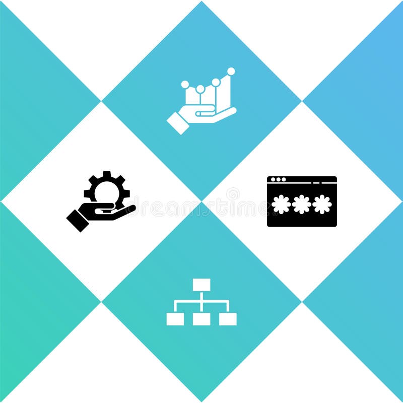 Set Hand Settings Gear, Hierarchy Organogram Chart, Pie Infographic and ...