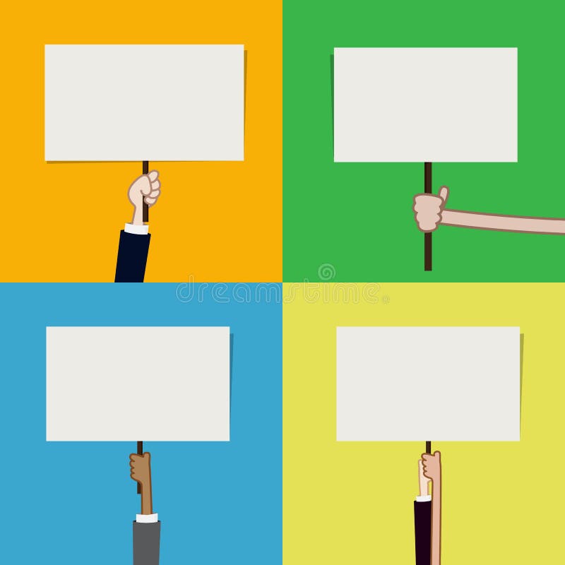 Set of Hand Showing Blank Sign Board Vector Illustration Stock Vector ...