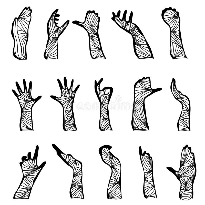 Set of hand silhouettes stock vector. Illustration of design - 37822893