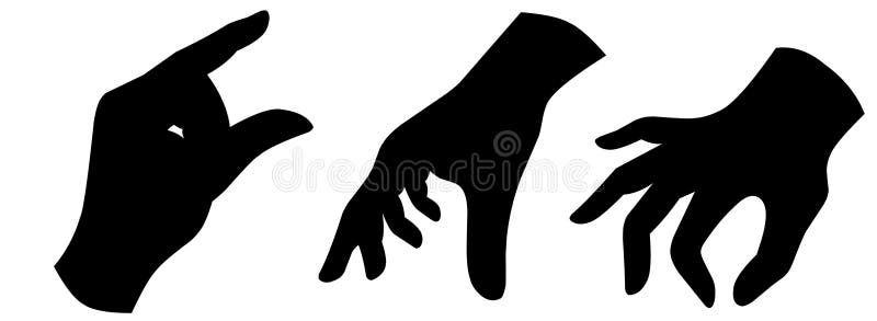 Set of Hand Silhouettes Isolated on White, Human Hand Gestures Stock ...