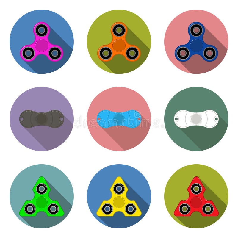 Set Hand Spinner Toys Flat Icons Stock Vector - Illustration of hand ...