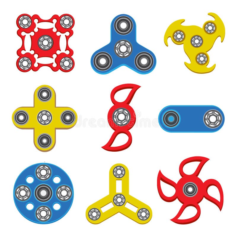 Set of Hand Spinner Toys, Flat Vector Icons Stock Vector - Illustration ...