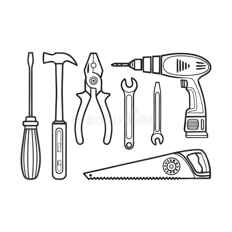 Set of Hand Tools for DIY Projects. Stock Vector - Illustration of ...