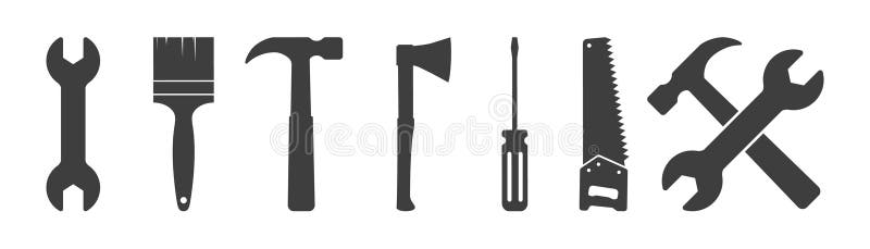 Set of Hand Tools Icons on White Background Stock Vector - Illustration ...