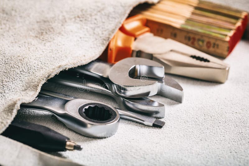 Set of Hand Tools in a Pocket Stock Photo - Image of closeup, service ...