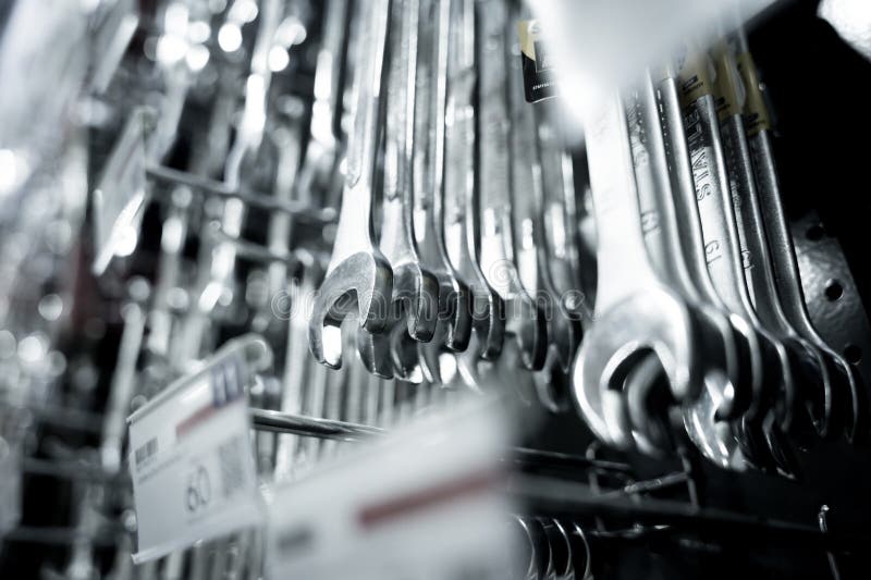 Set of Hand Various Work Tools at the Showroom of a Large Store. Stock ...