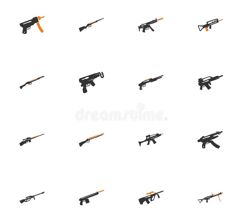 Set of hand weapons stock illustration. Illustration of graphic - 89014927