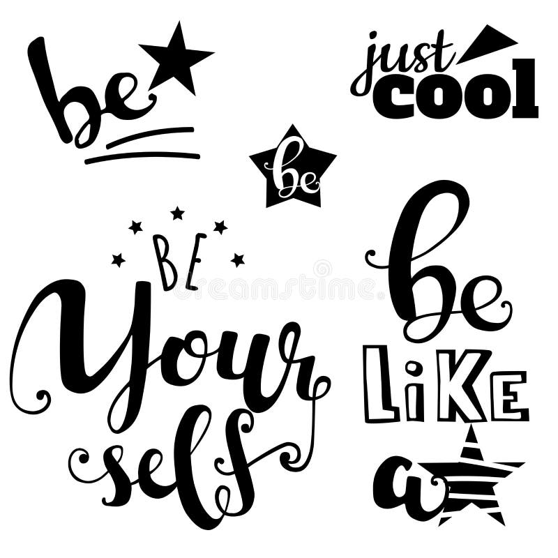 Set of Hand Written Lettering with Star Stock Vector - Illustration of ...