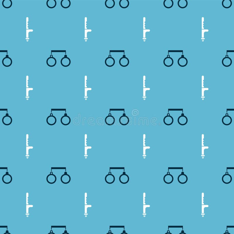 Set Handcuffs and Police Rubber Baton on Seamless Pattern. Vector Stock ...