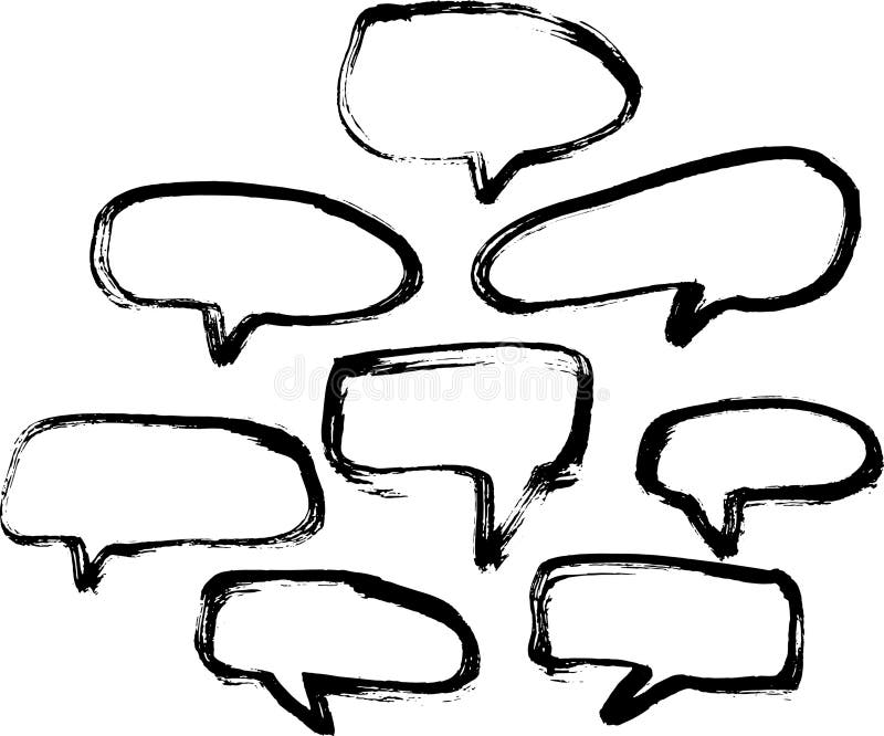 Set of Handdrawn Dry Brush Speech Bubbles for Comments, Comics, Text ...