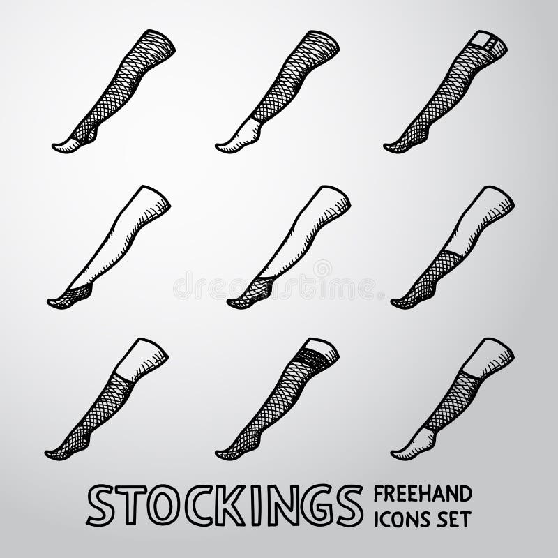 Set of Handdrawn STOCKINGS Icons with Different Stock Vector ...