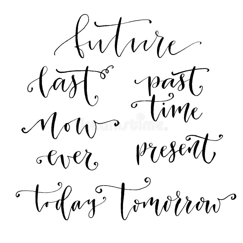 Set of Handdrawn Vector Time Calligraphy. Set with Modern Calligraphic ...