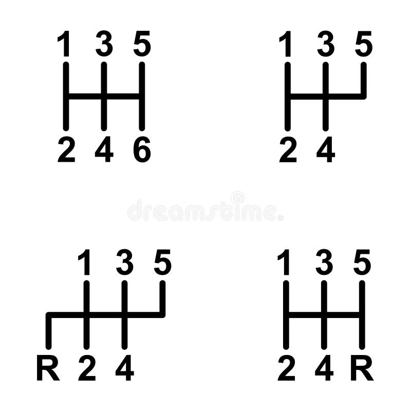 Set of Handle Car Manual Shift Lever Icon, Vehicle Gear Technology ...