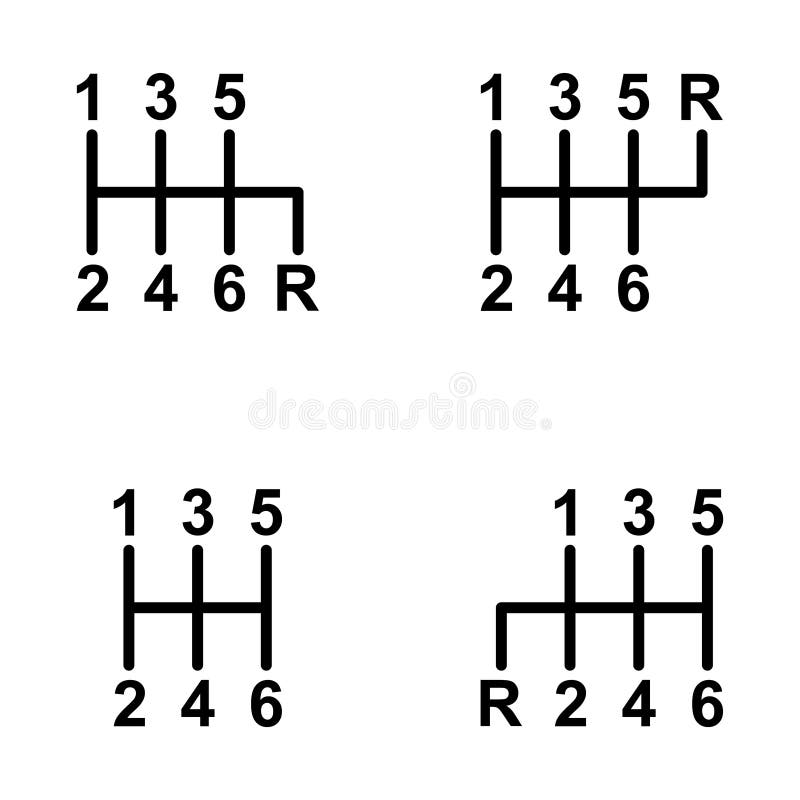 Set of Handle Car Manual Shift Lever Icon, Vehicle Gear Technology ...