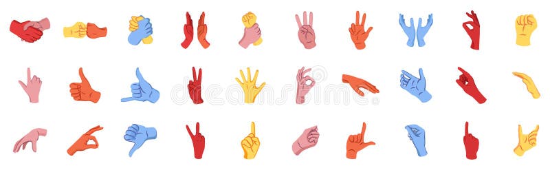 Set of Hands Doing Sign Language Stock Vector - Illustration of hand ...