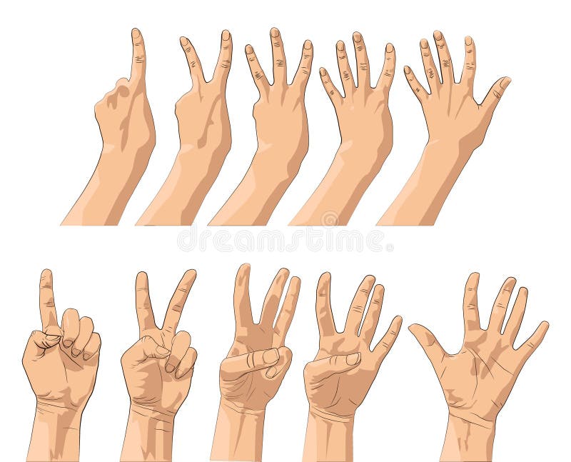 Hands Gestures Count One, Two, Three, Four, Five Stock Vector ...
