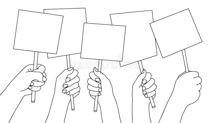 Set Hands Holding Blank Placard Copy Space For Text Poster Empty