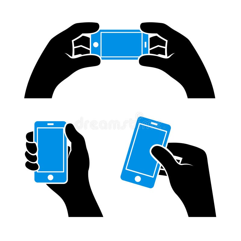 Set of Hands Holding Smart Phone, Vector Stock Vector - Illustration of ...