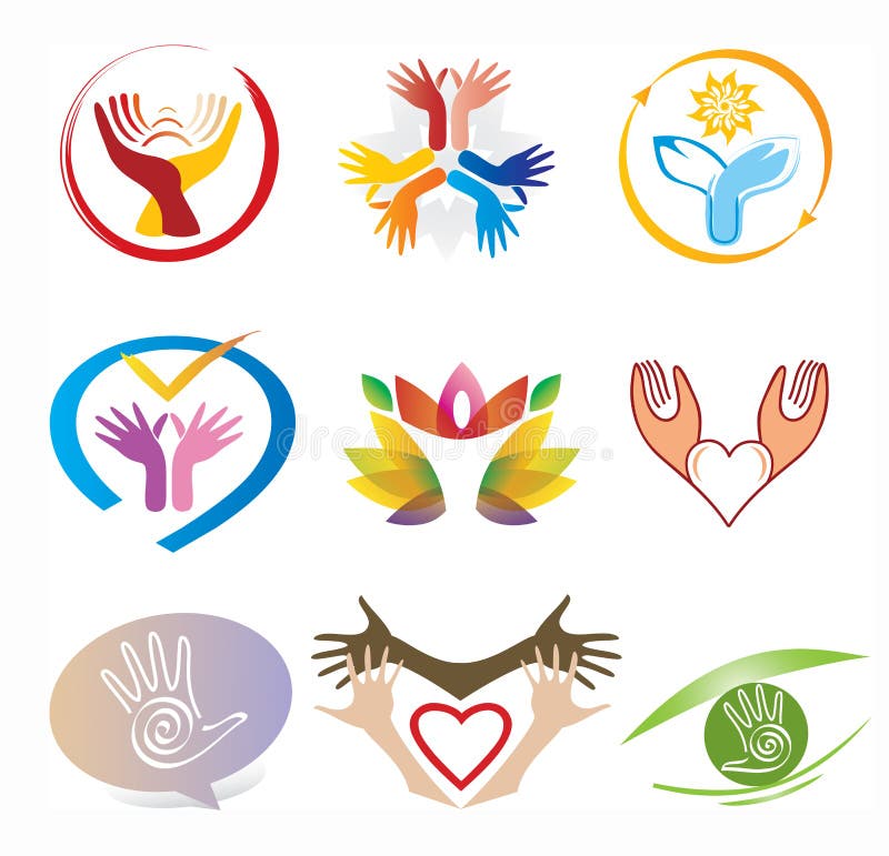 Set of Hands Icons / Collection Decorative Logo Elements Stock Vector ...