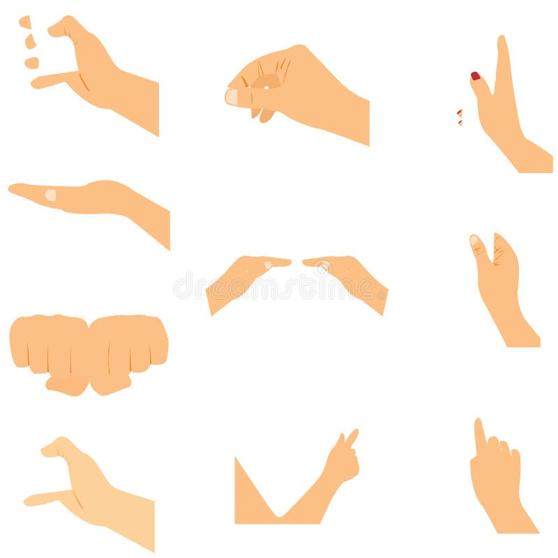 Set of Hands Icons and Symbols, Different Hands, Illustration. Stock ...