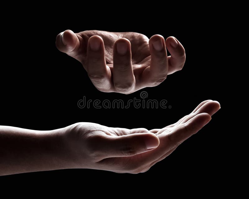 Set of Hands Isolated on Black Backgrounds Stock Photo - Image of hope ...