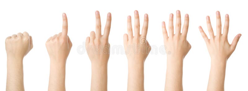 Set of Hands Making the Numbers Stock Image - Image of female, four ...