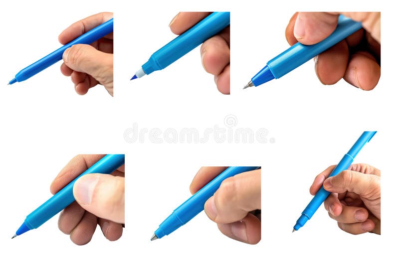 Set of Hands with Pen Drawing Isolated on Transparent Background. Stock ...
