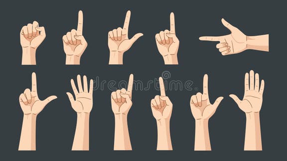 Set of Hands Showing Different Gestures. Palm Pointing at Something ...