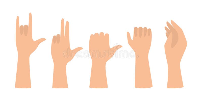 Set of Hands Showing Different Gestures. Palm Pointing at Something ...