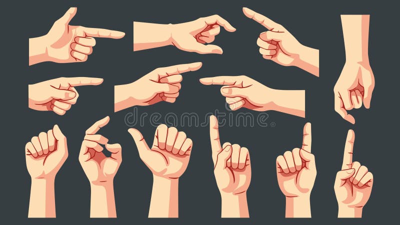 Set of Hands Showing Different Gestures. Palm Pointing at Something ...