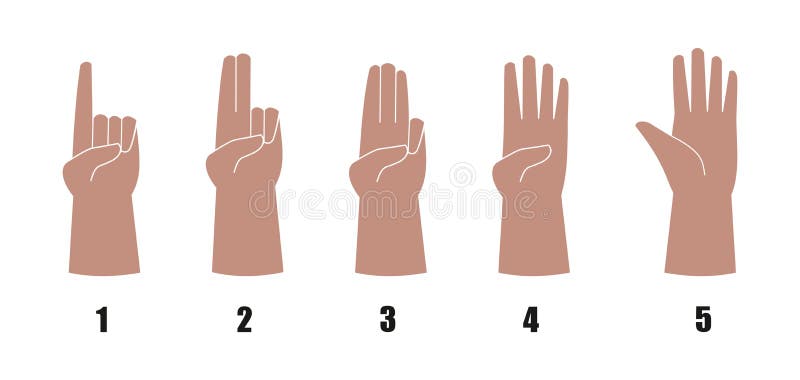 A Set of Hands Showing One To Five Fingers Stock Vector - Illustration ...
