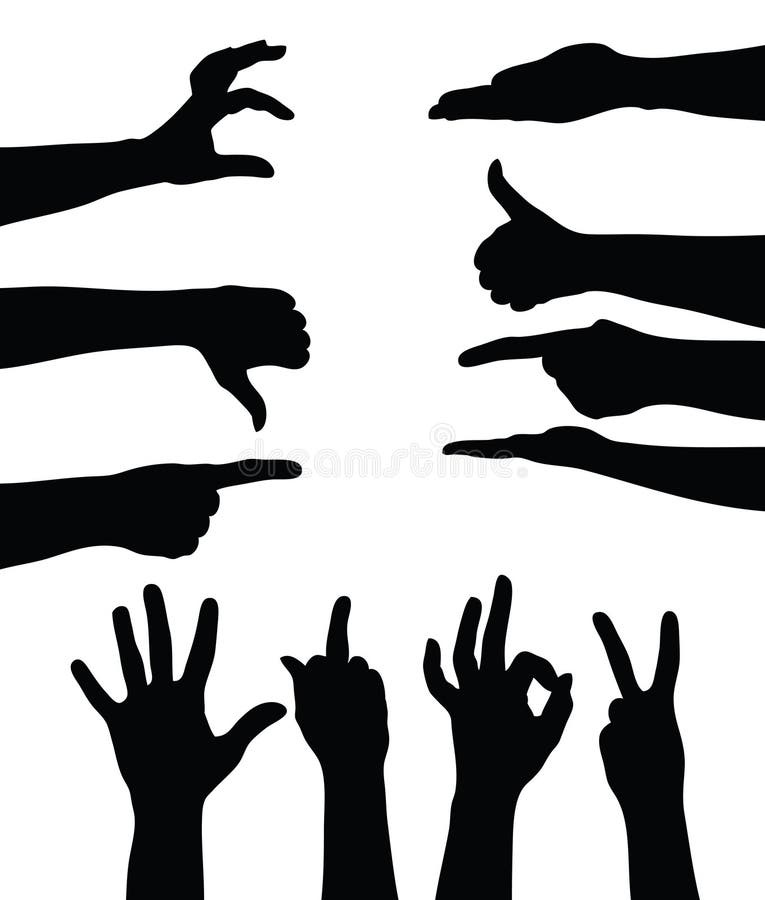 Set of Hands Silhouettes on White Background Stock Vector ...