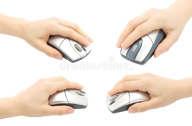 Set of Hands, Which Holding Computer Mouses, Isolated on Transparent ...